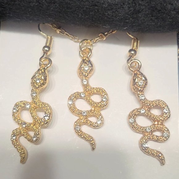 Jewelry | Set Snake Necklace And Earring Golden Snake | Poshmark